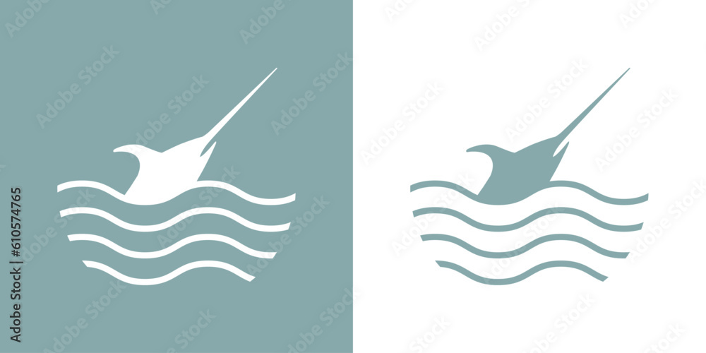 Stock-Vektorgrafik „Logo Nautical. Silueta de cabeza de pez espada o ...