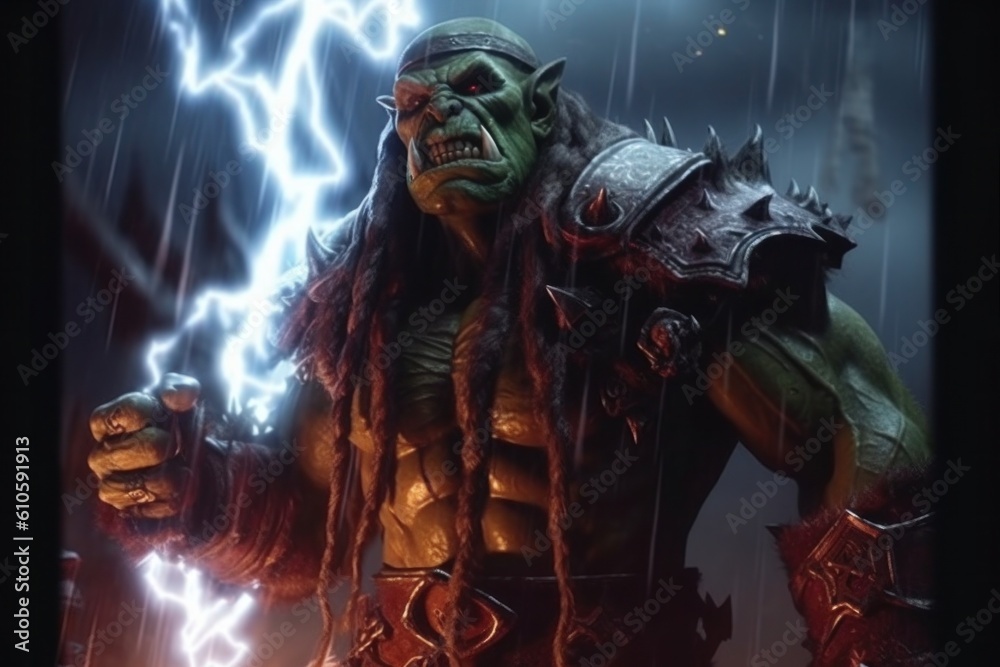 As an orc, they possesses immense strength and resilience. His green ...