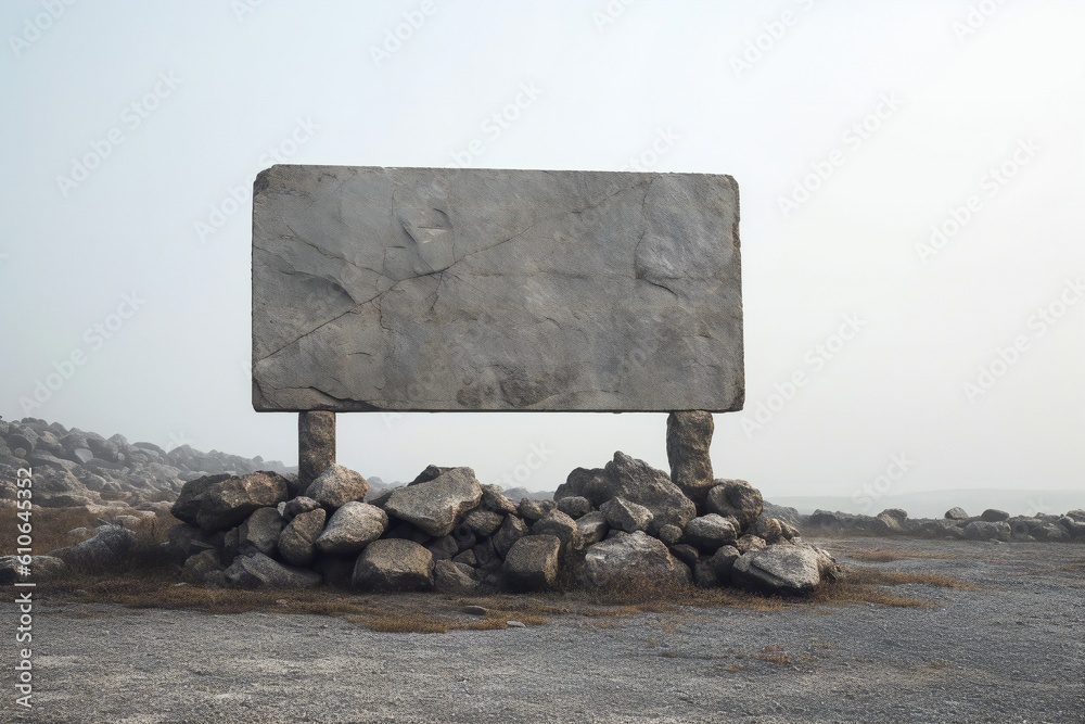 Empty Natural Stone Masonry sign billboard Generative AI Stock Photo ...