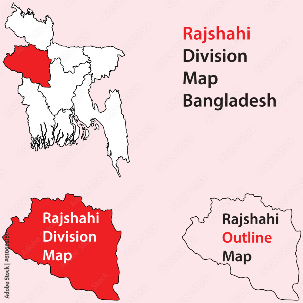 Rajshahi Division, Rajshahi region map in Bangladesh, Rajshahi Administrative Divisions of ...