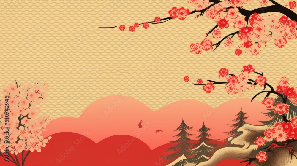 Japan Style Wallpaper Background Stock Illustration | Adobe Stock