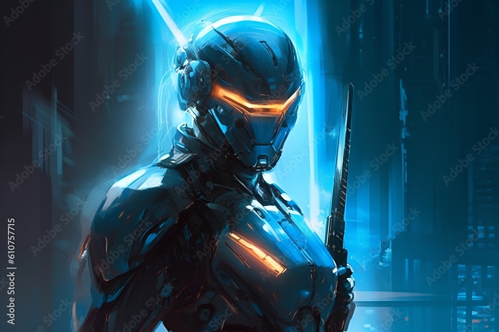 Illustration of portrait of sci-fi robot android science fiction cyborg ...