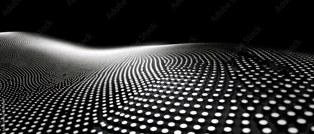 Black and white graphic pattern of straight lines with dots with light ...