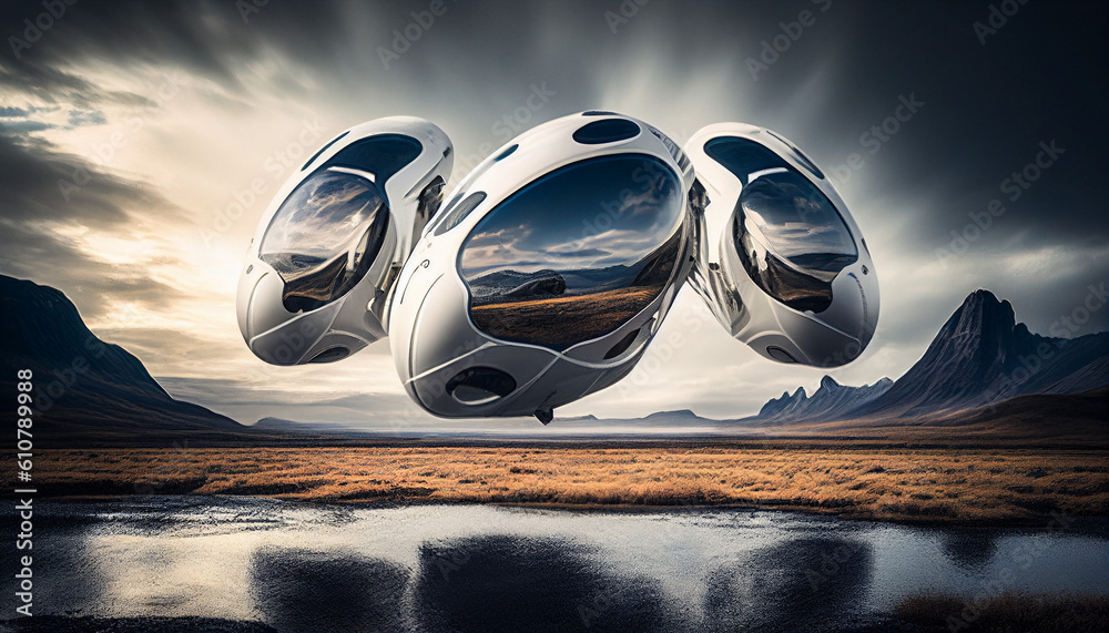 Electric flying transportation pod vehicle future public mobility ...