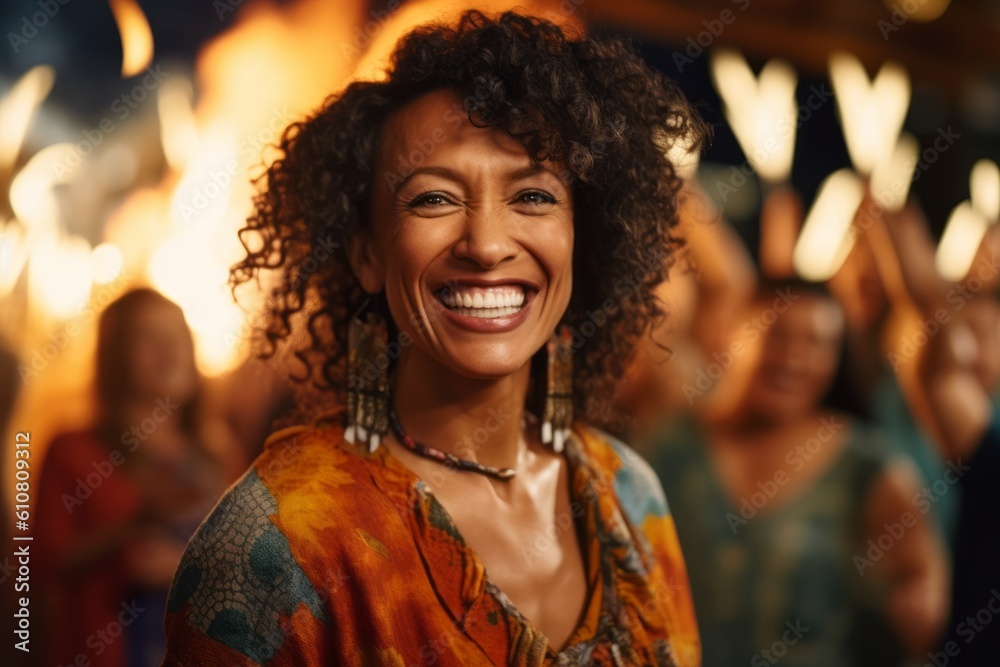 Portrait of a smiling african american woman with afro hairstyle ...