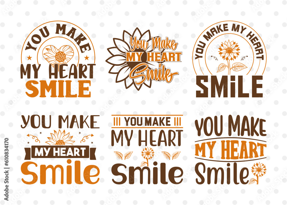 You Make My Heart Smile SVG Bundle, Flower svg, Floral Svg, Summer Svg ...