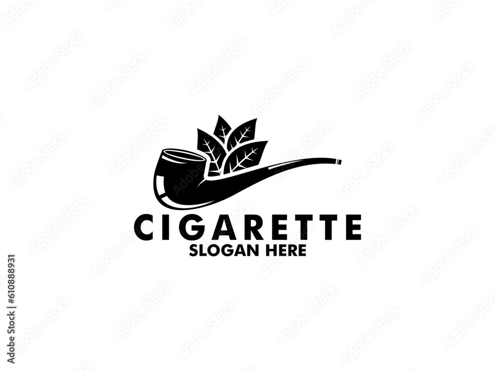 Cigarette logo with Pipe, Tobacco, logo vector . Premium cigar smoke ...