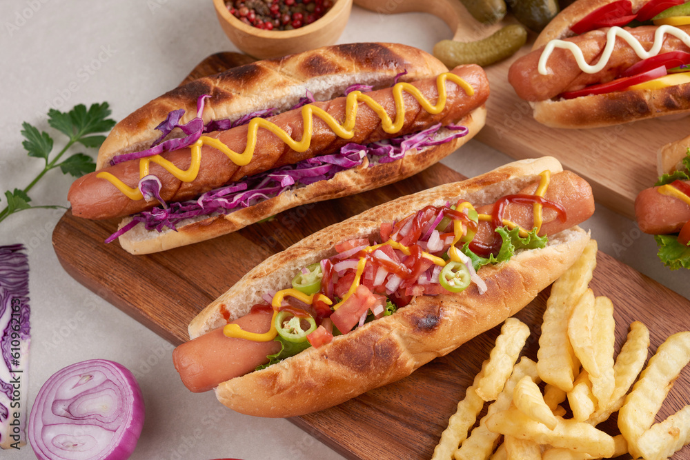 Gourmet grilled all beef hot dog with sides and chips. Delicious and ...