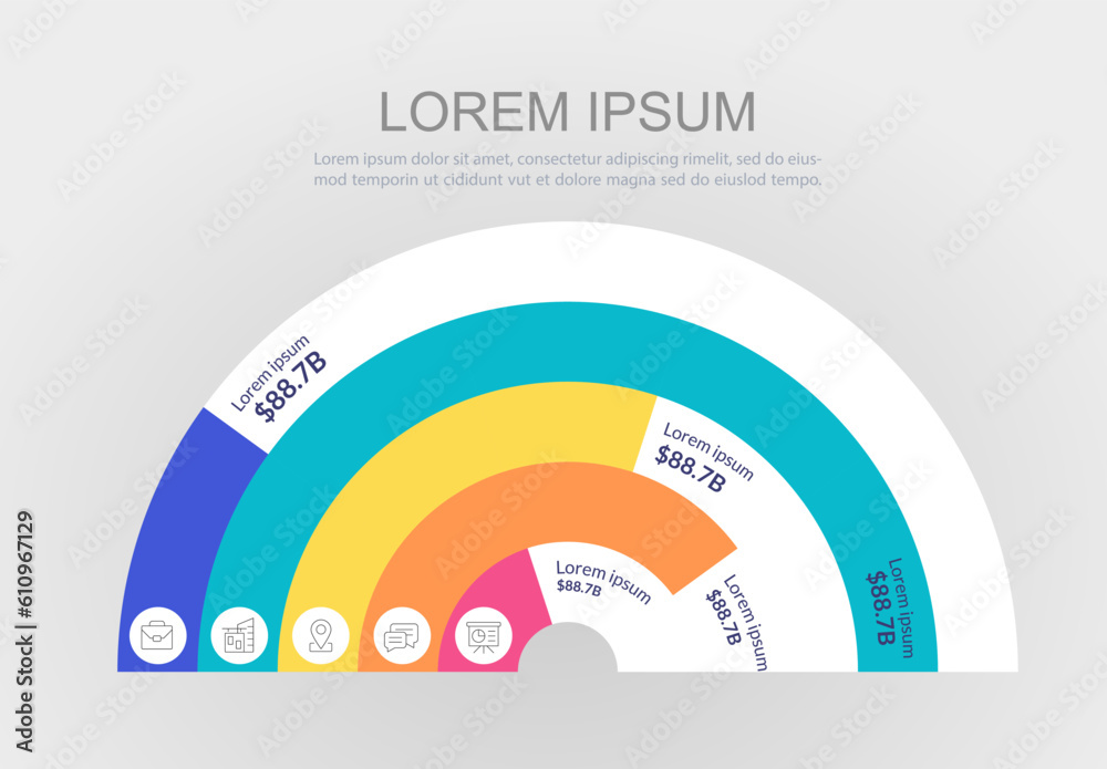 Business total revenue semicircle infographic design template ...