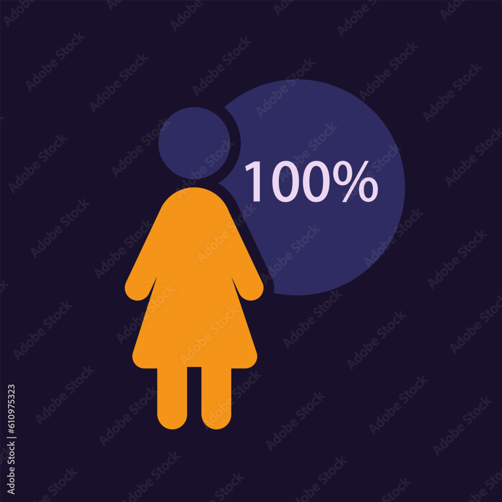 Woman majority infographic chart design template for dark theme. One ...