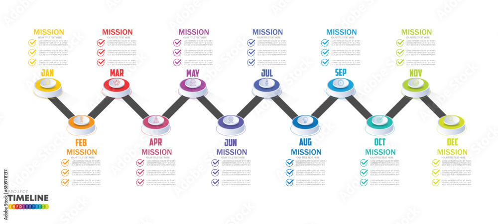 infographic Project timeline graph for 12 months modern diagram ...