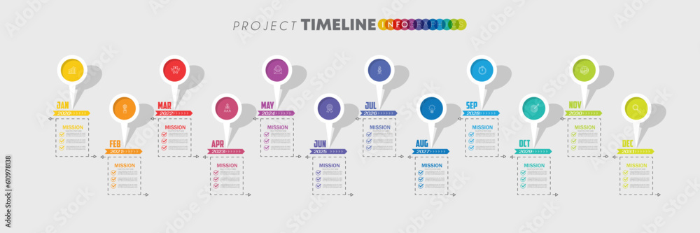 infographic Project timeline graph for 12 months modern diagram ...