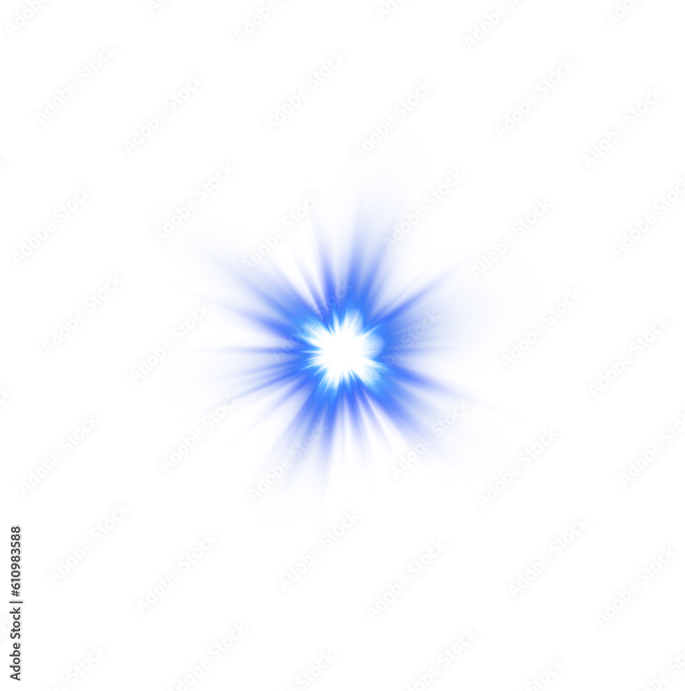 Blue star and sparks isolated on transparent background. Flares and ...