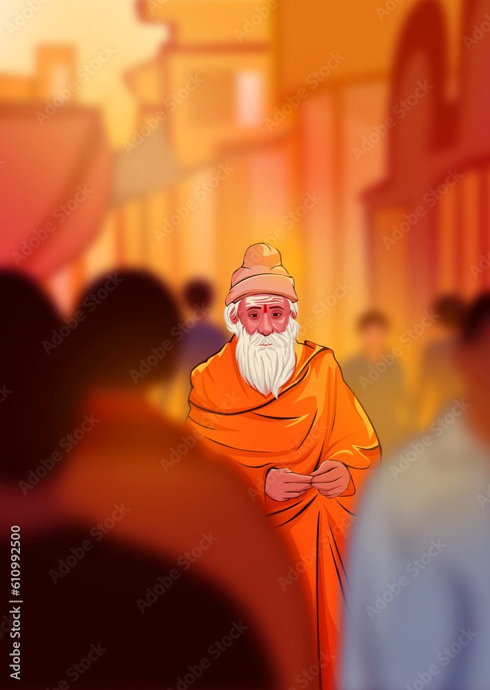 Saint walking vector art, vector illustration, old monk, drawings and ...