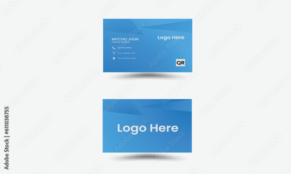 Double-sided modern business card vector design template. visiting card ...