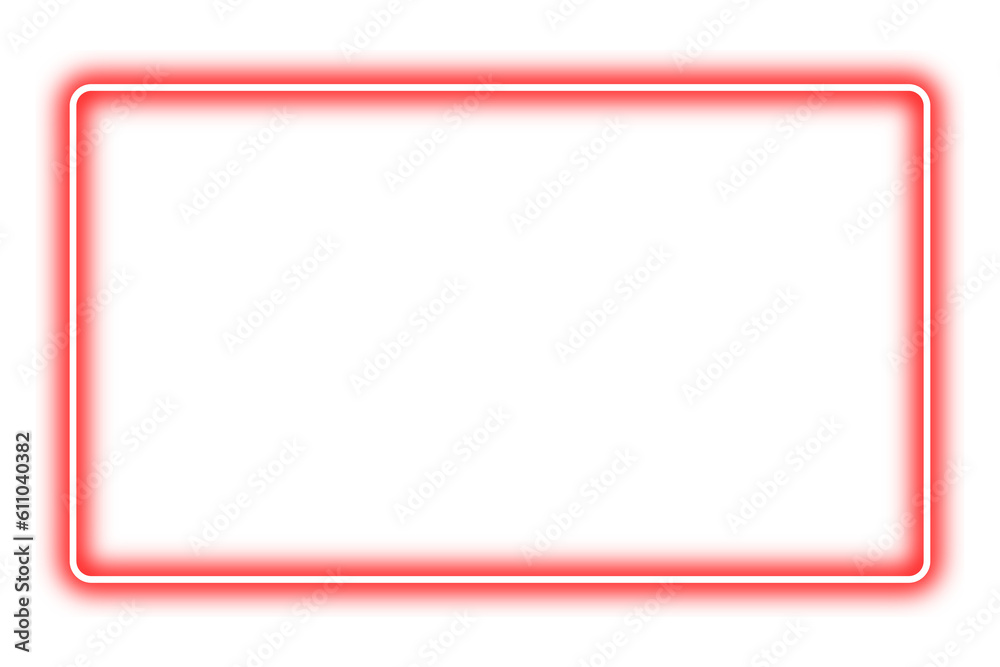 Neon red frame png. Glowing frame on transparent background. Stock ...