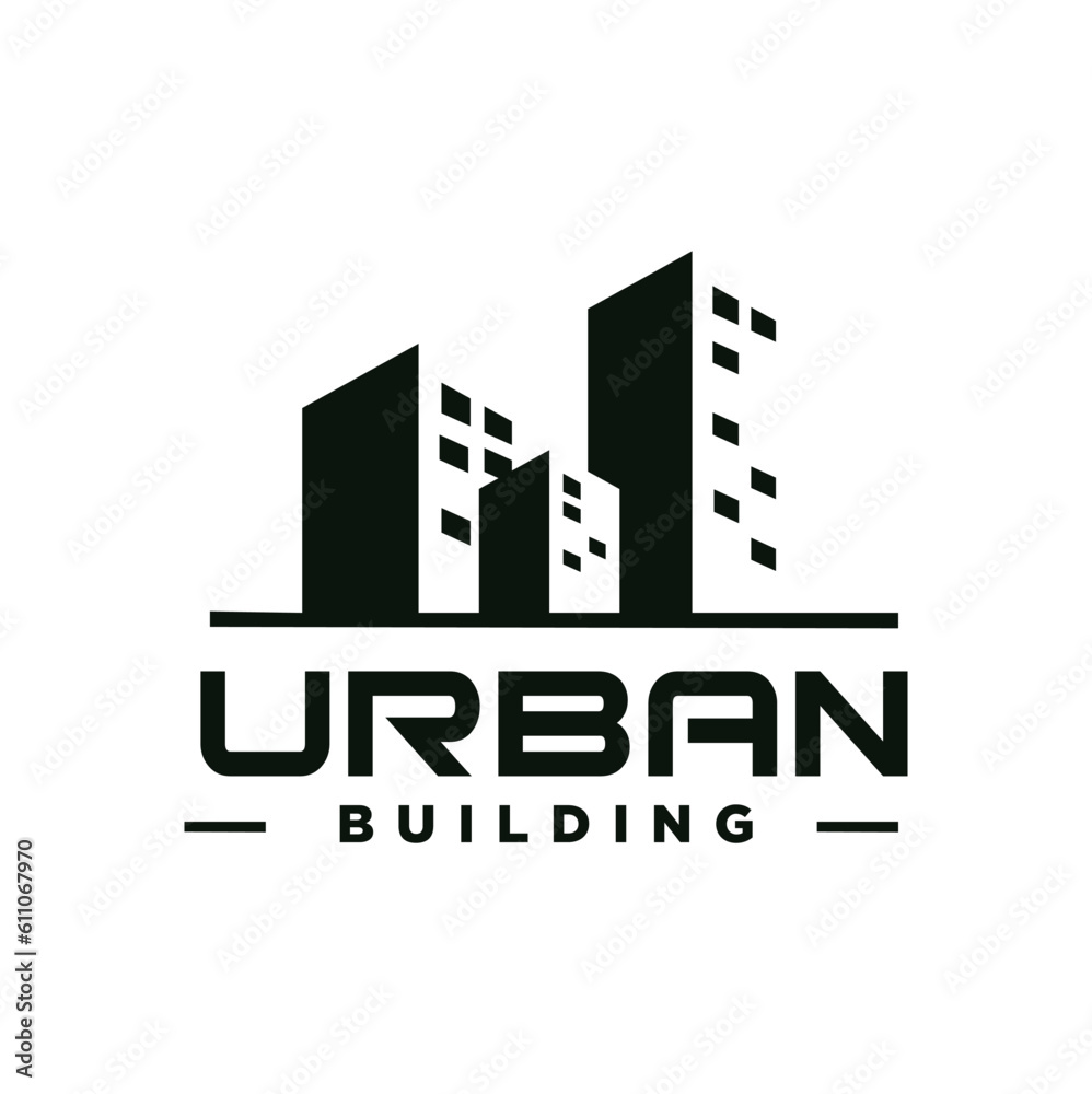 Building skyline urban logo design Stock Vector | Adobe Stock