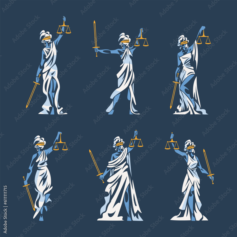 Themis as Ancient Greek Goddess and Lady Justice with Blindfold Holding ...