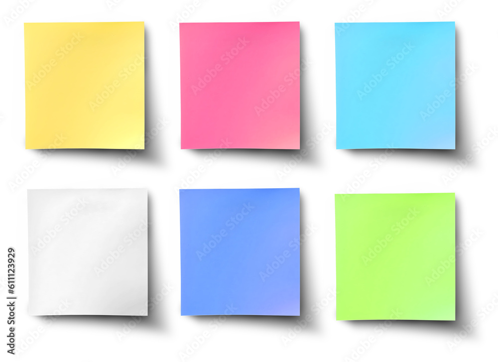 Shaded sticky post-it note paper with shadow . Many assorted different ...