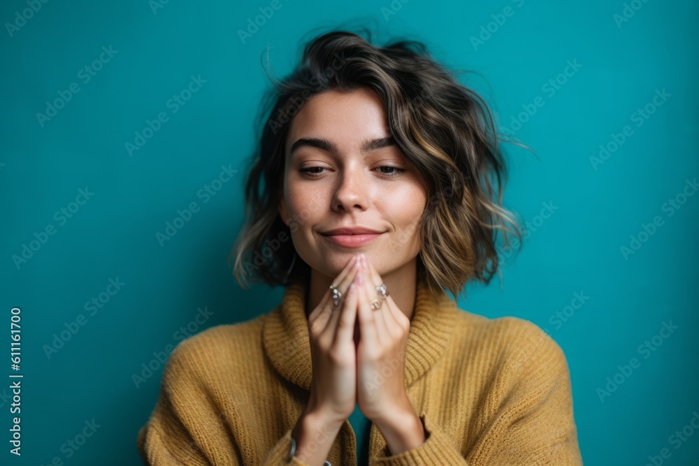 Photography in the style of pensive portraiture of a grinning girl in ...