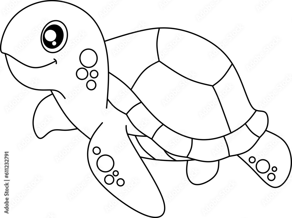 turtle cartoon line art for coloring book page Stock Vector | Adobe Stock
