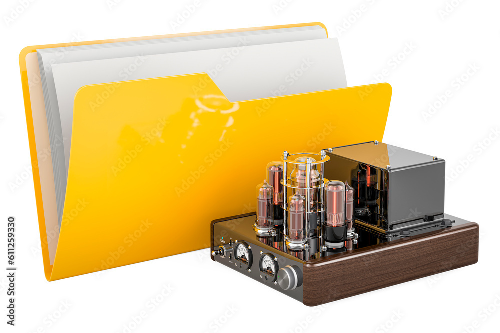 Computer folder icon with electronic amplifier, 3D rendering Stock ...
