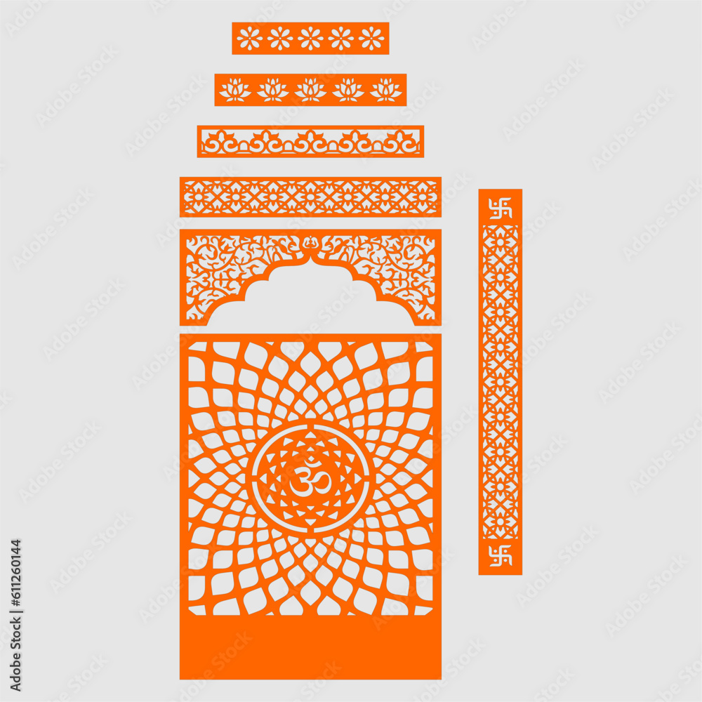 vector om jaali with a square for mandir decoration for cnc cutting ...