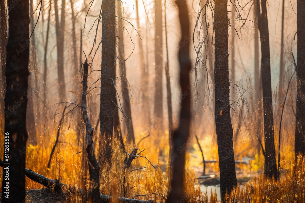 Dead and bleached trees in a forest affected by acid rain, Climate ...