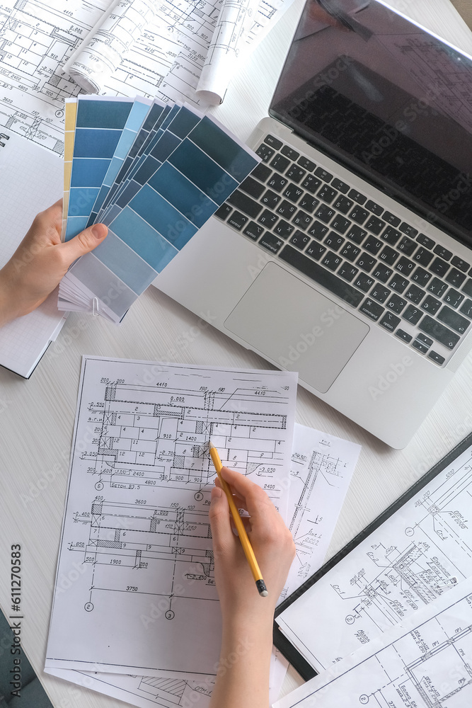 Architects concept, engineer architect designer freelance work on start ...