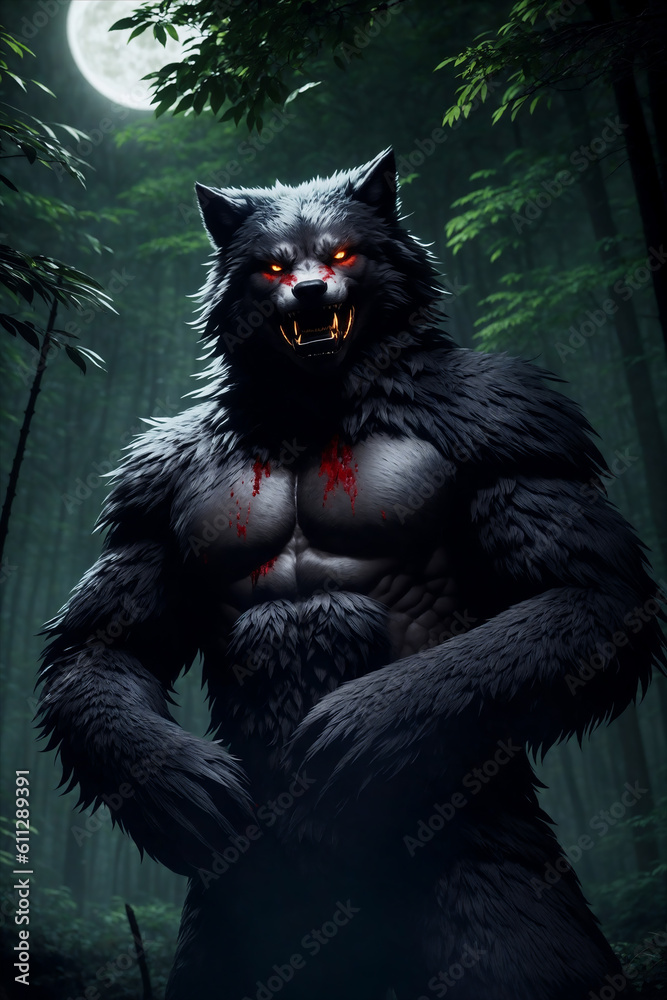 ภาพประกอบ Stock Werewolf concept art created with Generative AI ...