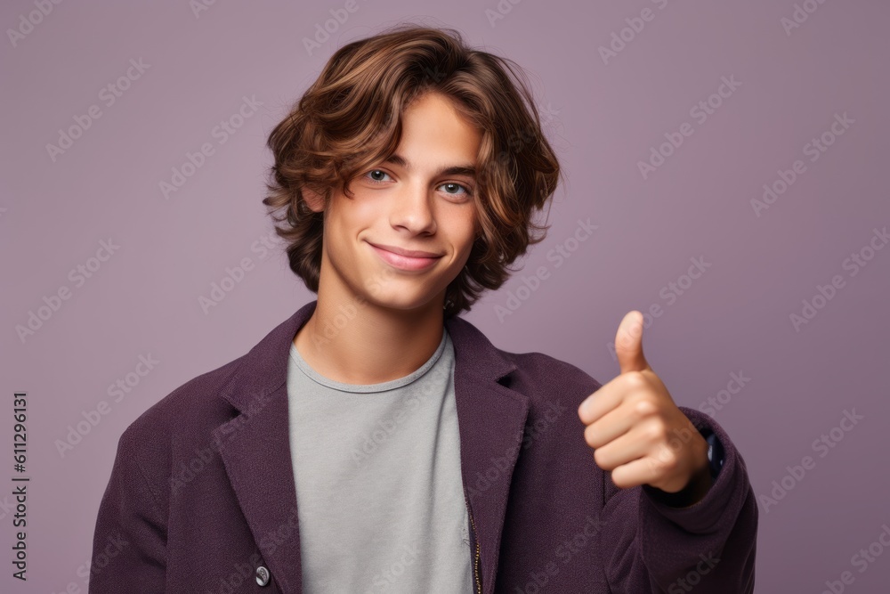 Medium shot portrait photography of a beautiful boy in his 20s raising ...