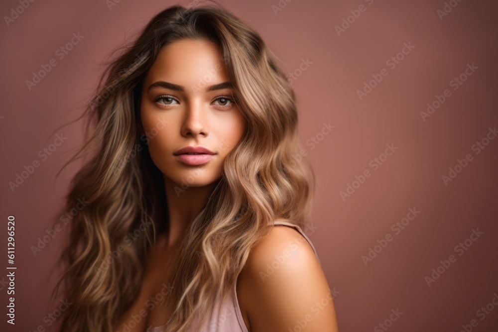 Headshot portrait photography of a glad girl in her 20s touching her ...