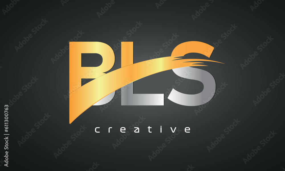 BLS Letters Logo Design with Creative Intersected and Cutted Stock ...
