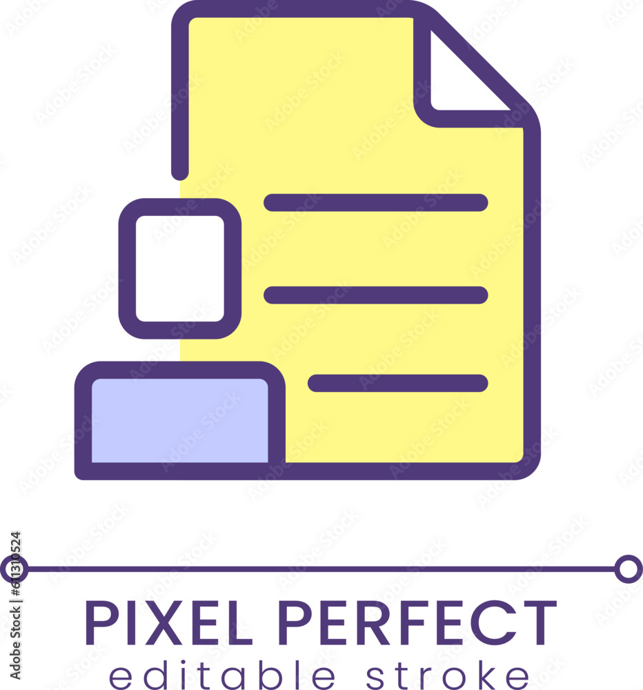 Employee information pixel perfect RGB color icon. Personal profile ...