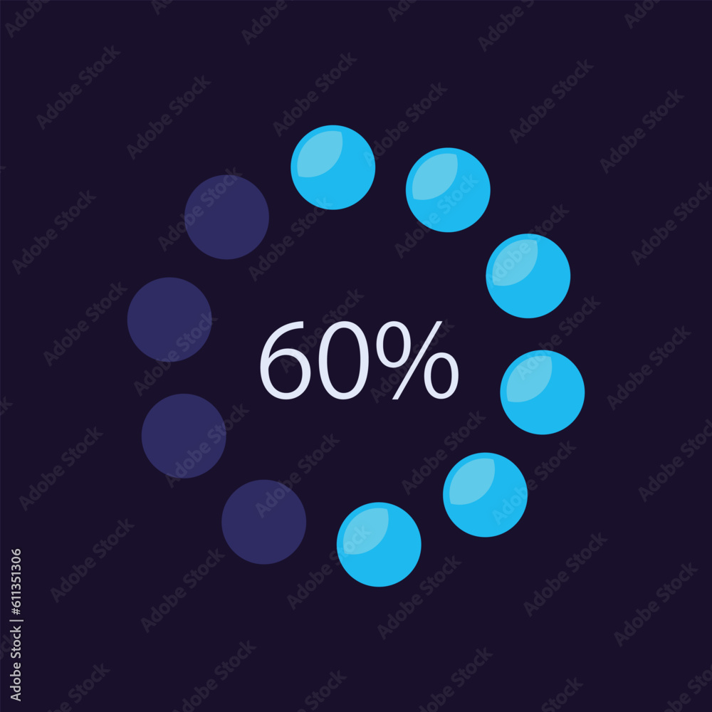 Circle dot pot infographic chart design template for dark theme. Sixty ...