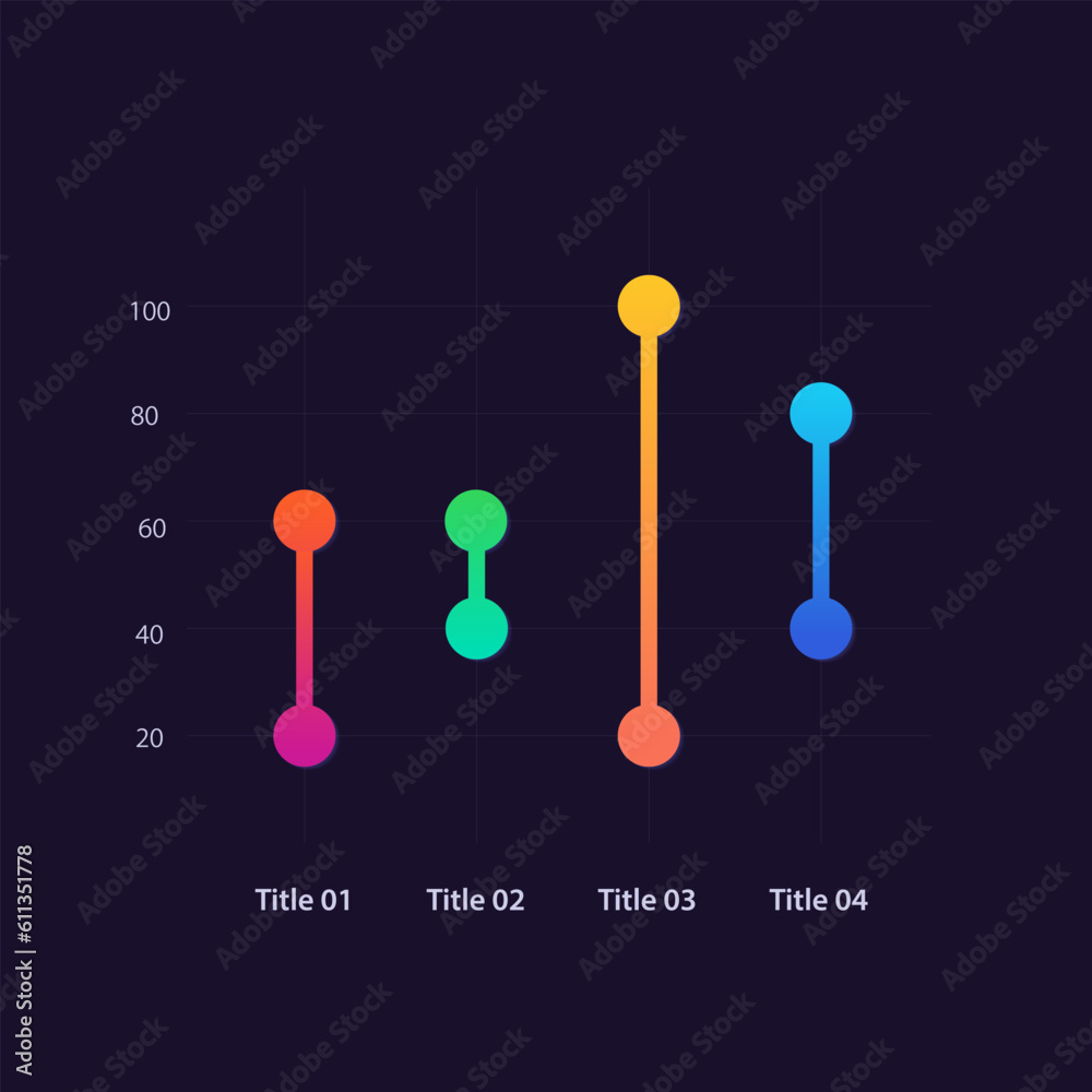 Connected dot infographic chart design template for dark theme ...