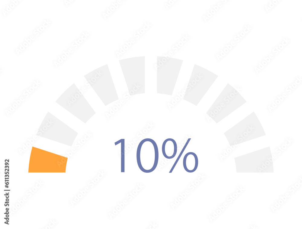 Segmented half circle infographic chart design template. Low scale ...