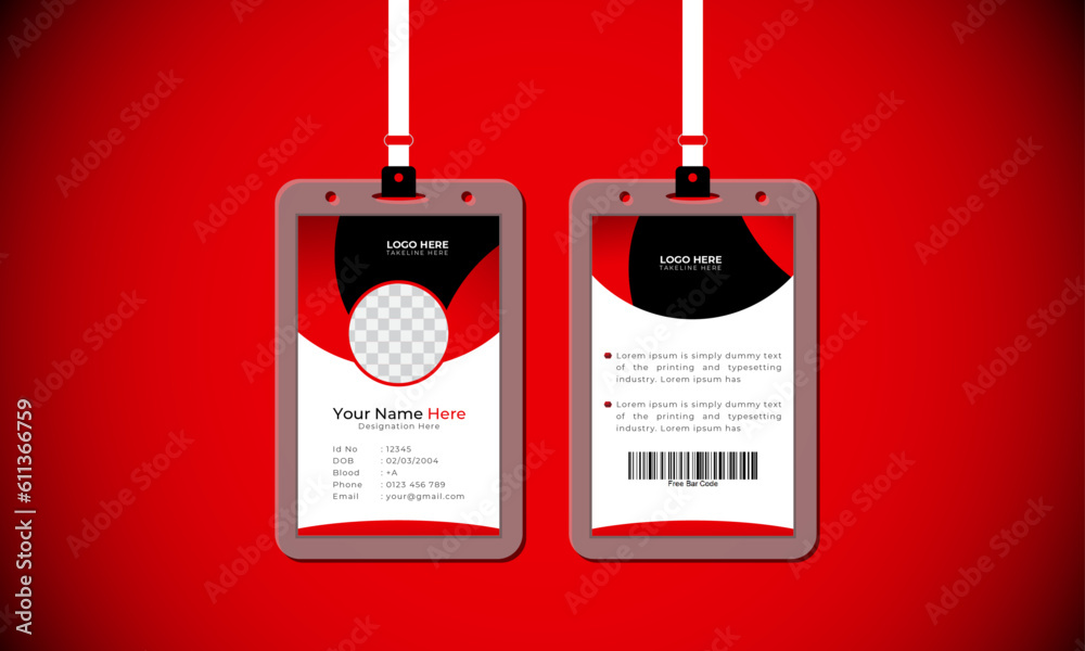 Modern corporate company employee id card design, two color variations ...