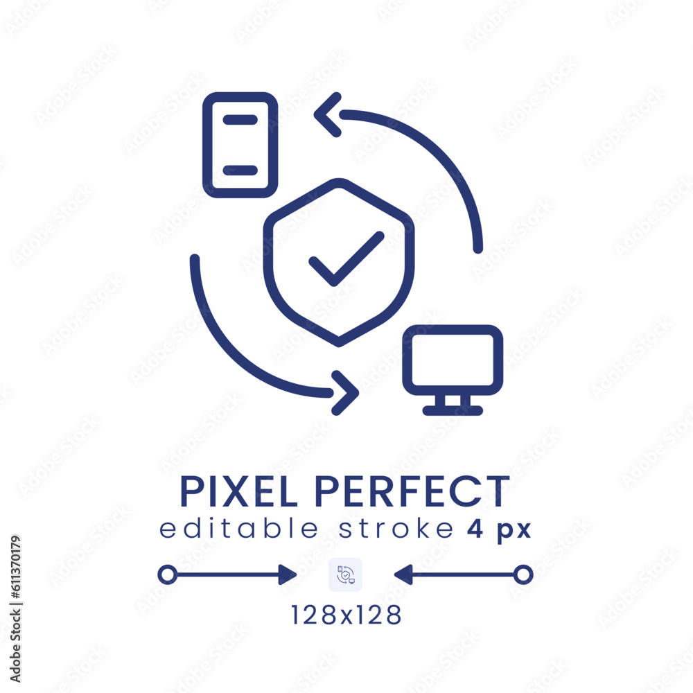 Remote access security linear desktop icon. Data encryption. Safe connection. Pixel perfect ...