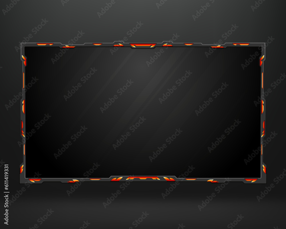 Live stream webcam overlay futuristic screen panel border frame ...