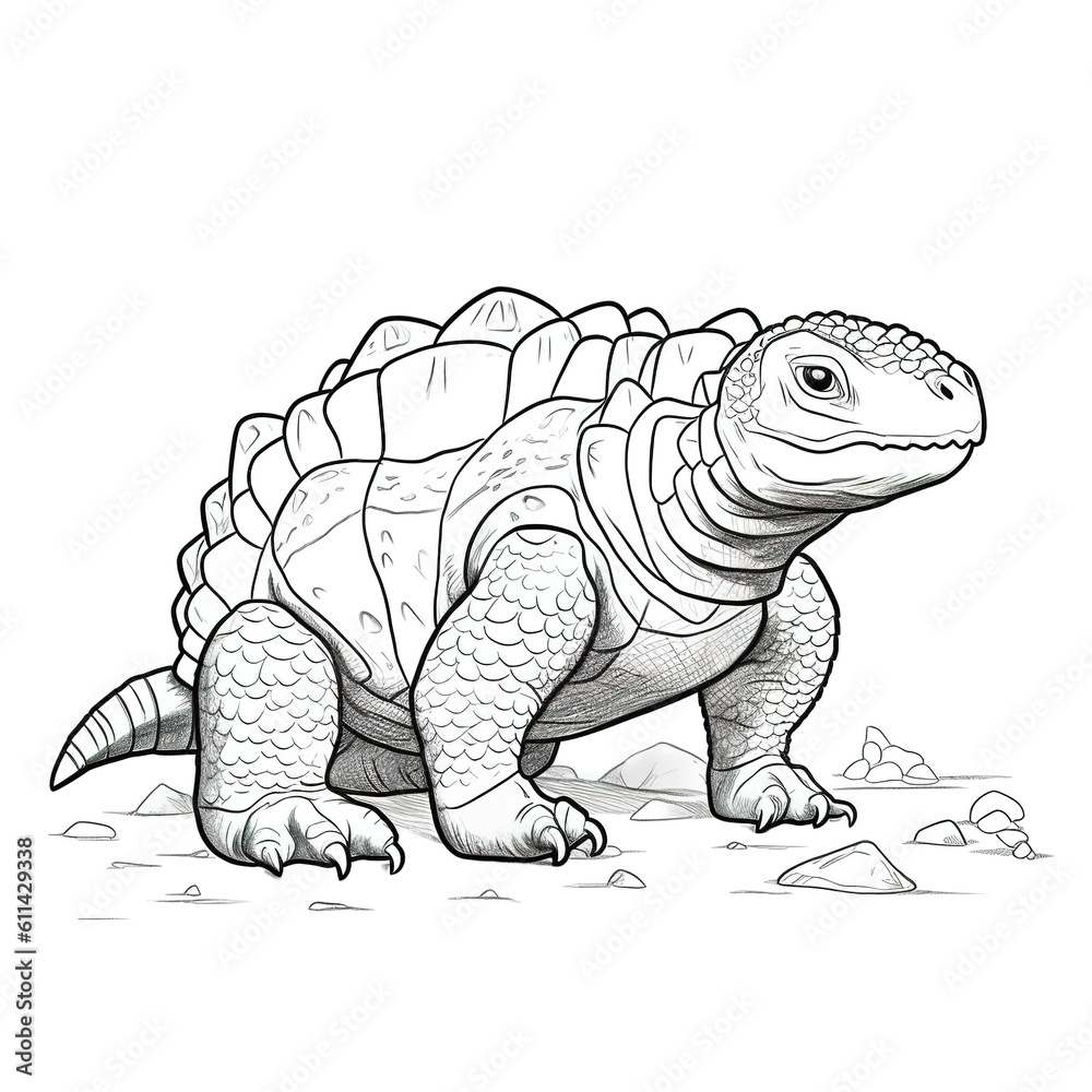 Coloring Page of a Tiny Dinosaur for Kids. No colour. Drawing Stock ...