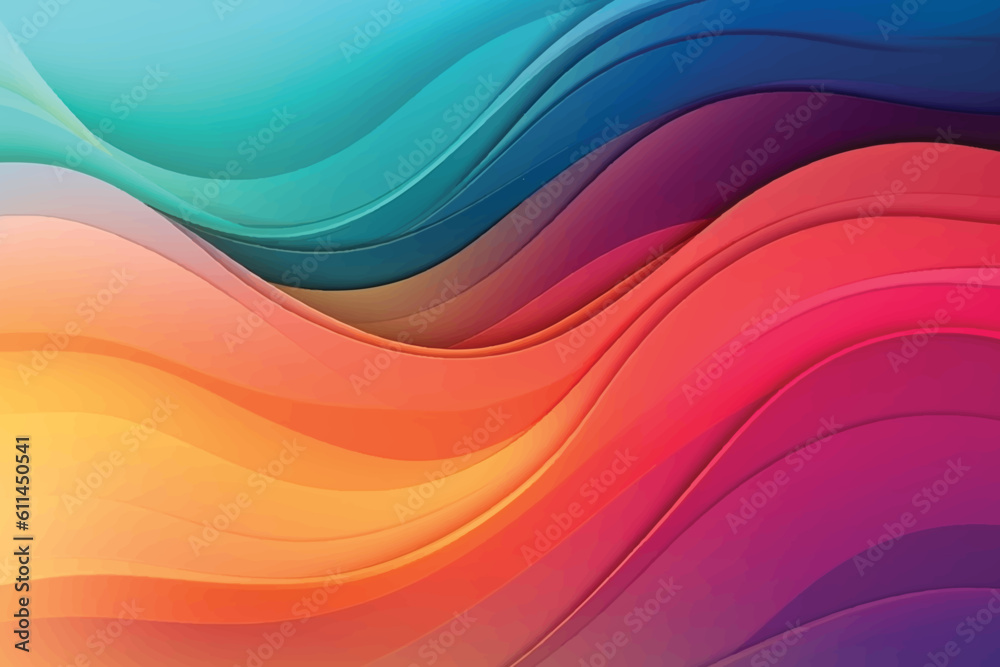 Colorful wavy background with paper cut style Stock Vector | Adobe Stock