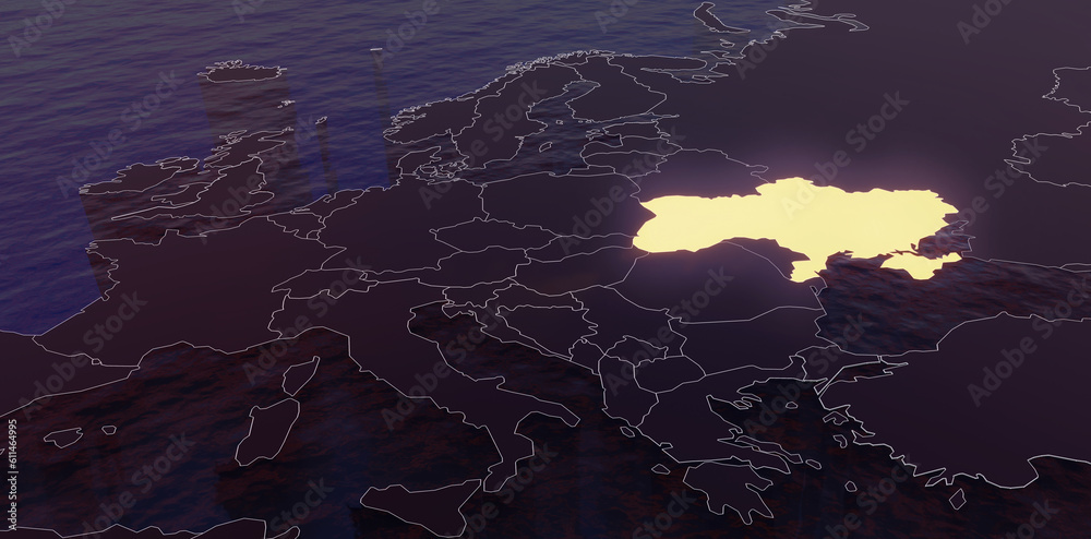 Ukraine-Russia Crisis. Dark Night Sky 3D Rendering illustration Dark ...