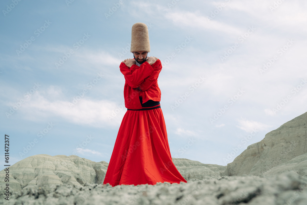 Sunset and whirling at the mountain, sufi. sufi whirling (Turkish ...