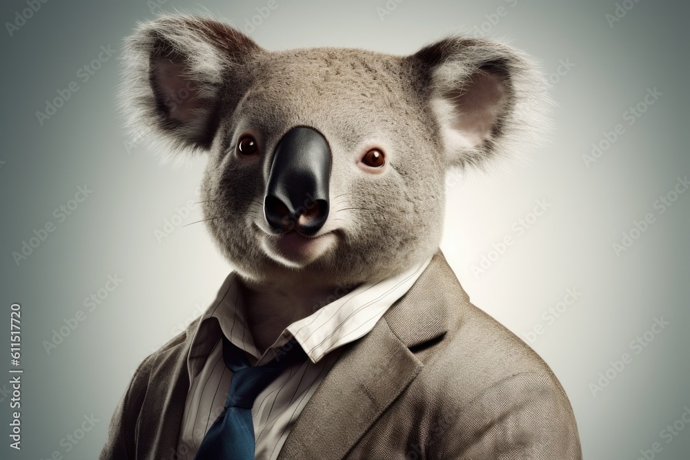 Anthropomorphic koala dressed in a suit like a businessman. Business ...
