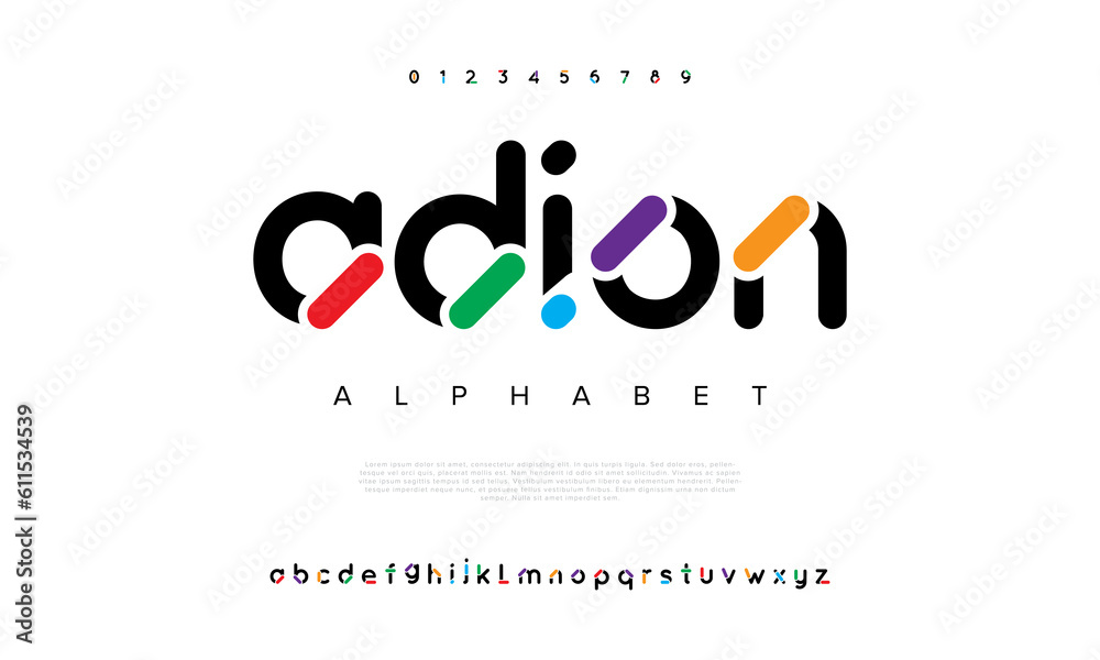 Abstract digital technology logo font alphabet. Minimal modern urban ...