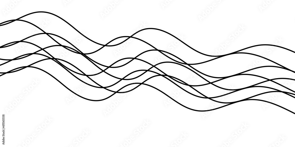 Abstract wavy black curved line on transparent background. Lines ...