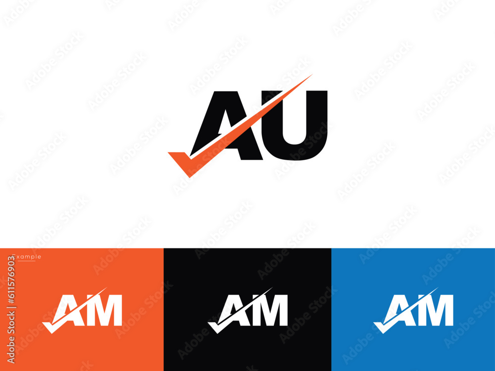 Check Mark Logo Au ua Letter Template For You Stock Vector | Adobe Stock