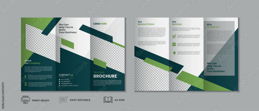 Trifold brochure template, three fold cover page, three fold brochure ...
