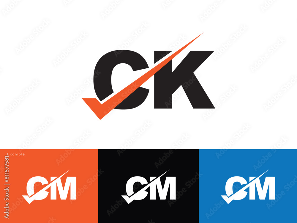 Initial Business ck kc Logo Letter And Check mark symbol Stock Vector ...